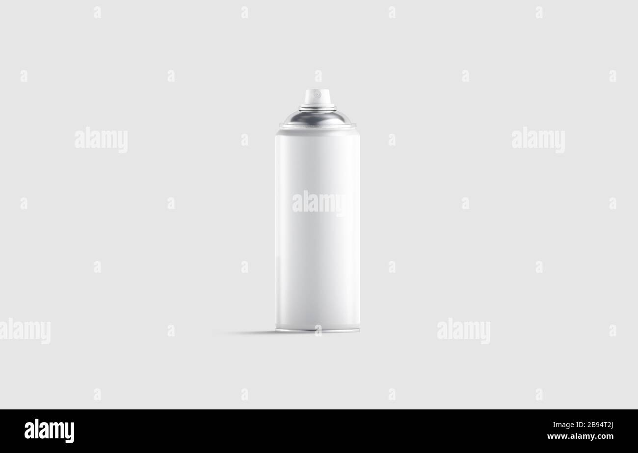 Blank white opened spray can mockup, front view, gray background Stock ...