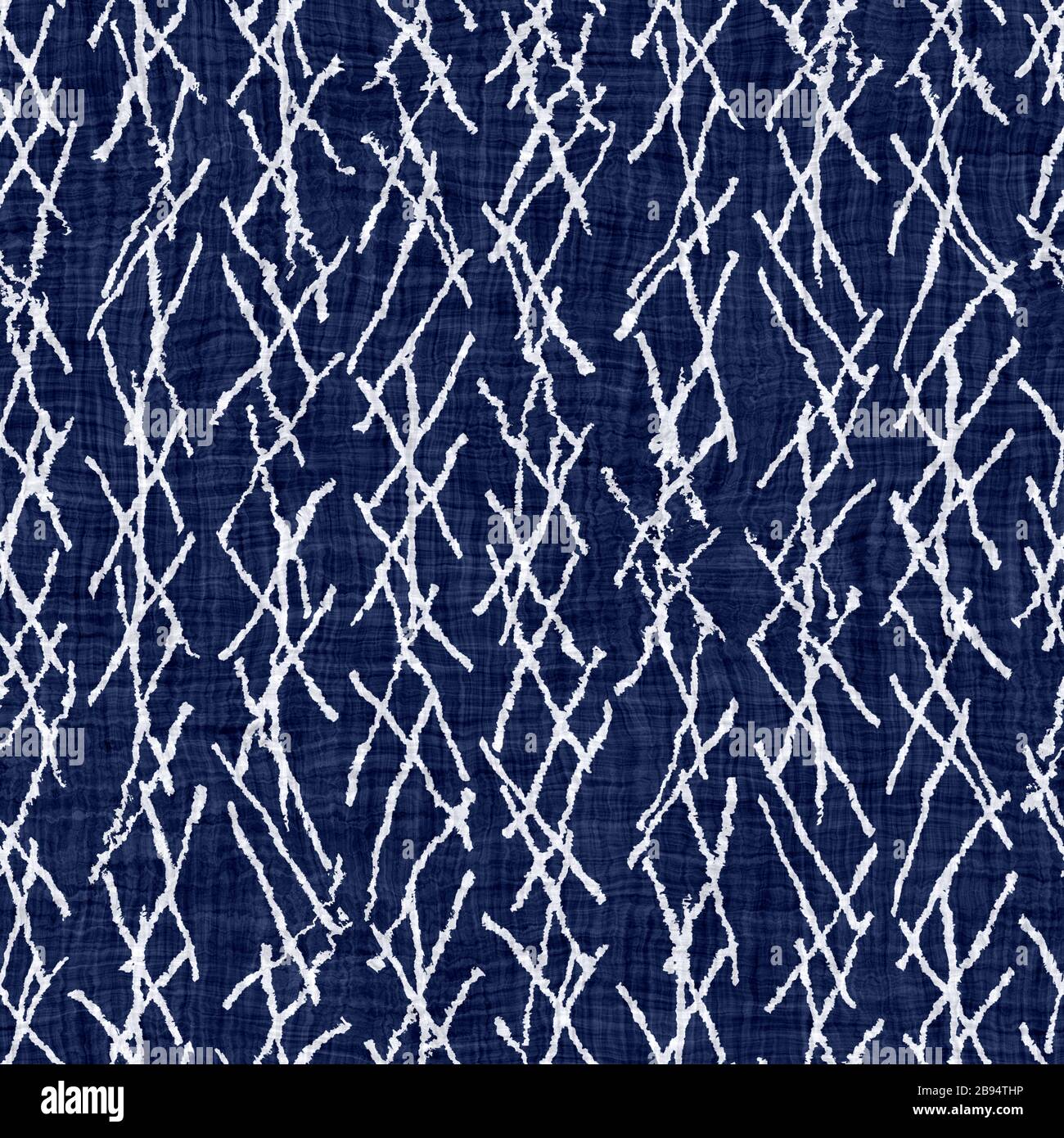 Indigo blue wax resist dyed criss cross texture background. Seamless ...