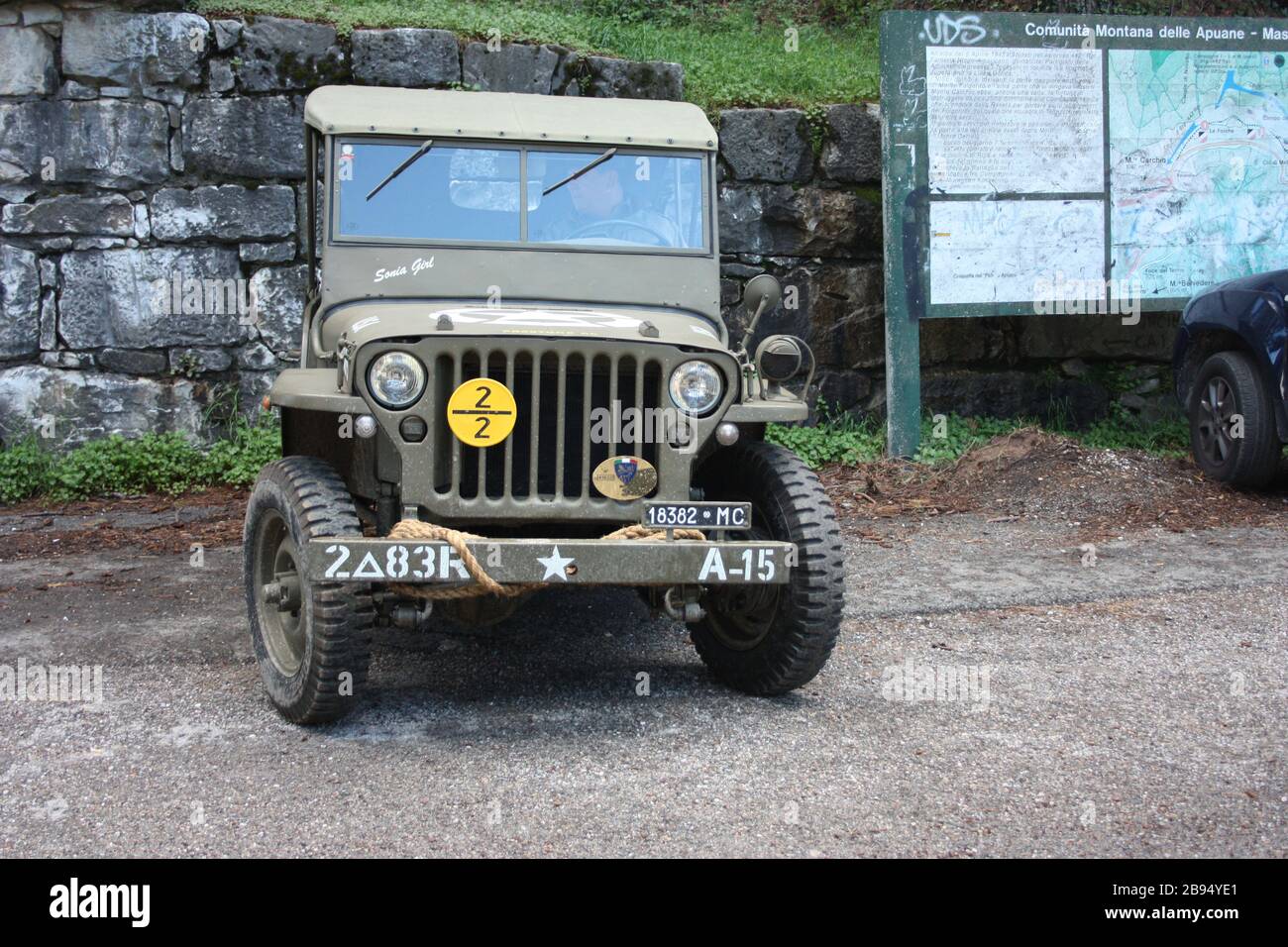 American military jeep of the Second World War on the paths of the ...