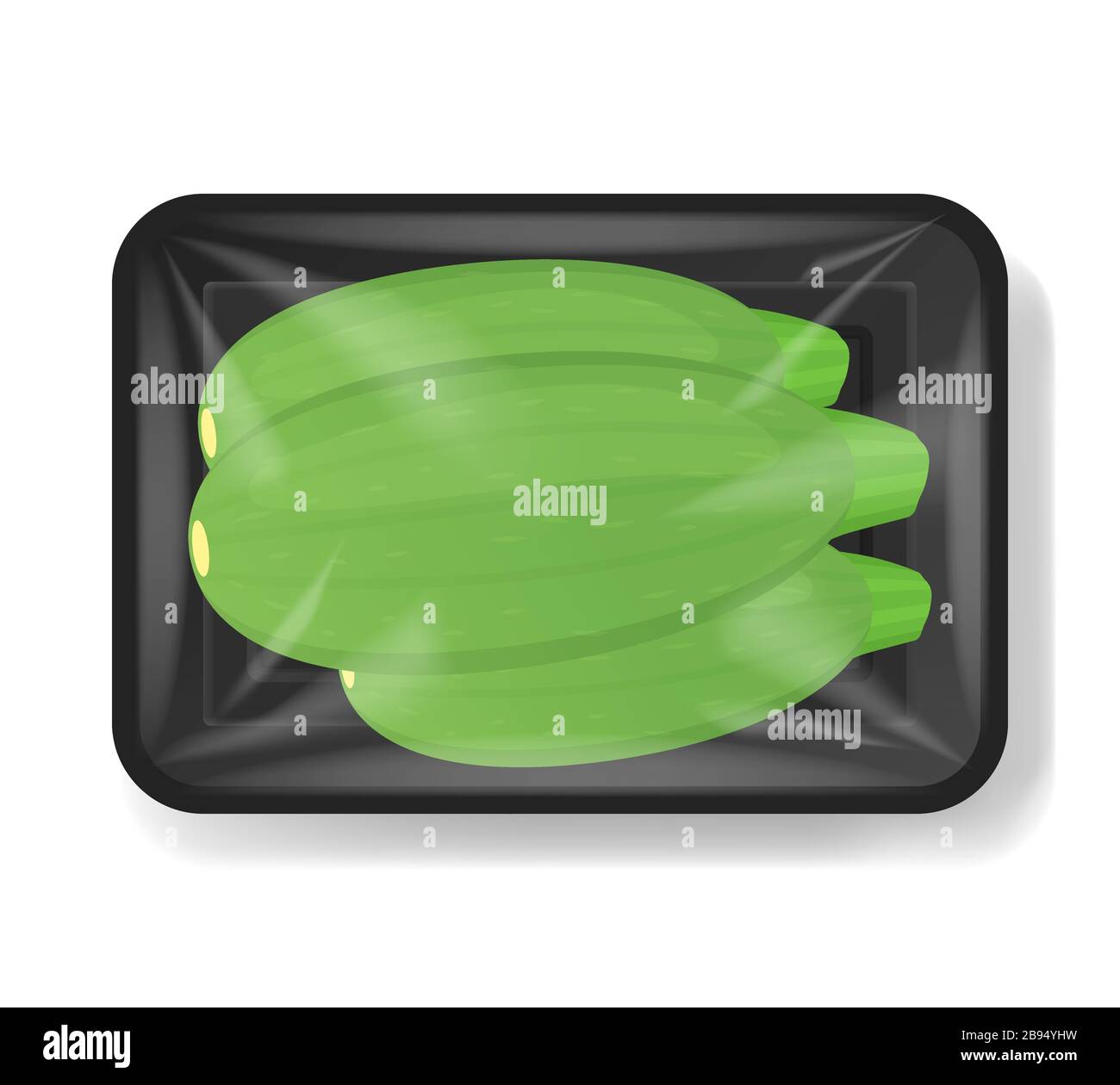 Whole marrow vegetables in plastic tray container with cellophane cover ...