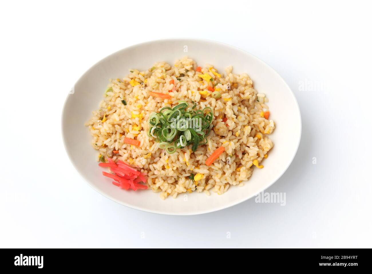 fried rice on plate isolated on white background Stock Photo - Alamy
