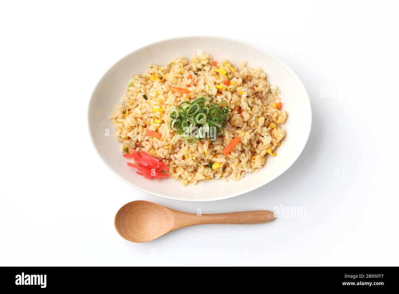 fried rice on plate isolated on white background Stock Photo - Alamy