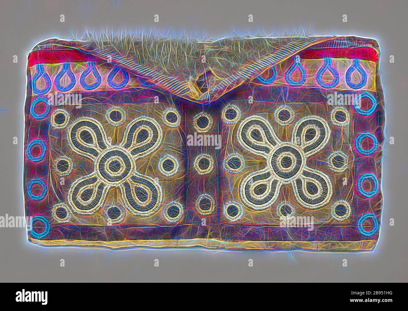 beaded fur bag, Eskimo people, 1880-1910, sealskin, cloth, glass beads ...