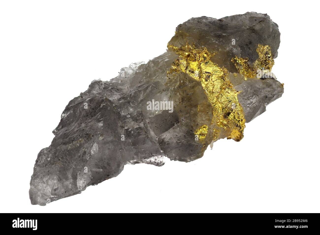 native gold on quartz from Peru (gold of the Incas) isolated on white ...