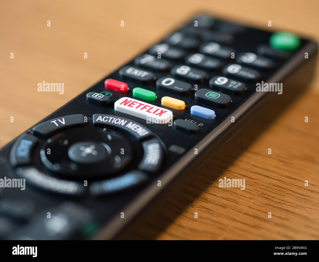 UK, March 2020: Netflix remote control for tv television Stock Photo ...