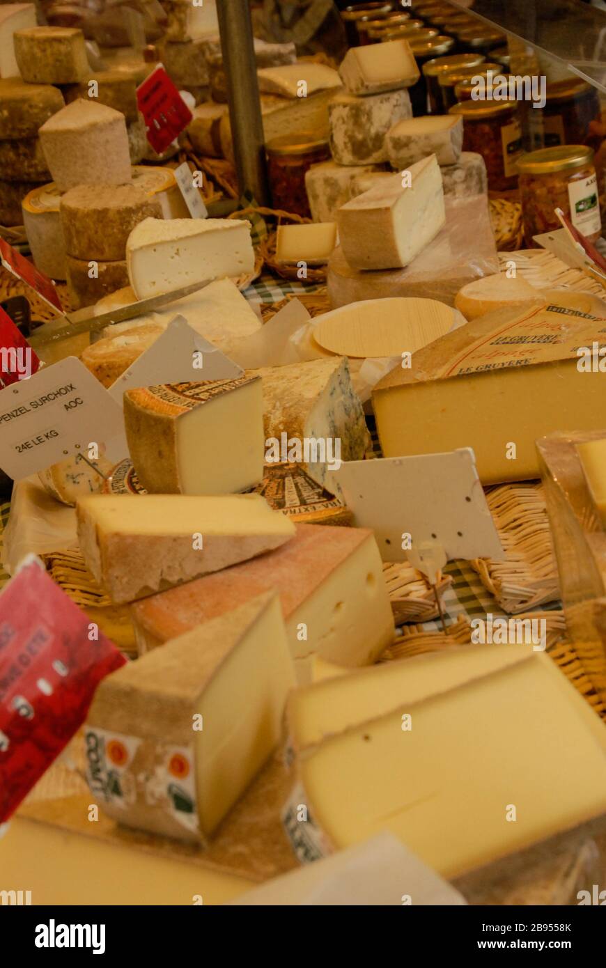 cheese shop in the open air market, Paris Stock Photo - Alamy