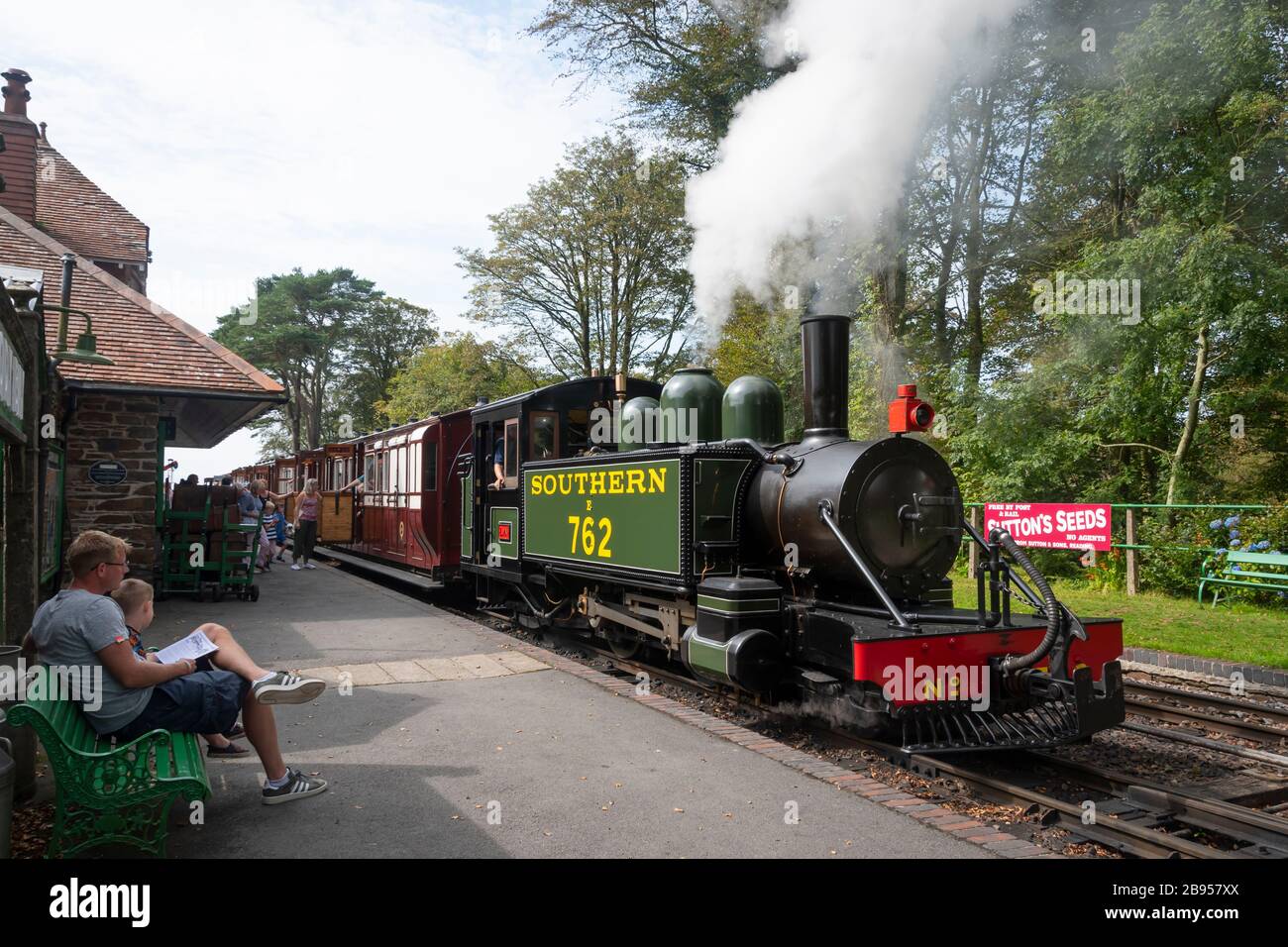 Narrow Gauge steam engine, "Lyn", at Woody Bay Station on the Lynton ...