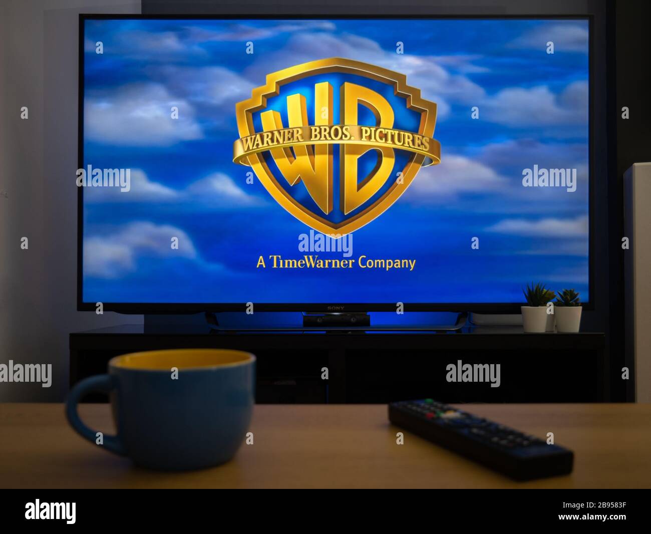 UK, March 2020: TV Television Warner Bros brothers studios film opener ...