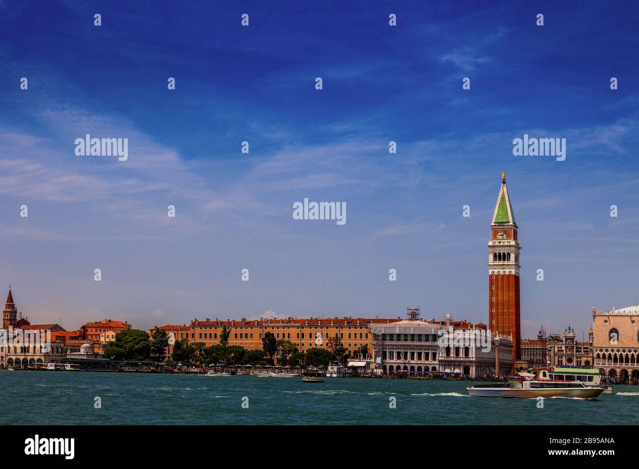 View out over the Grand Canal towards St. Mark's Square in Venice ...