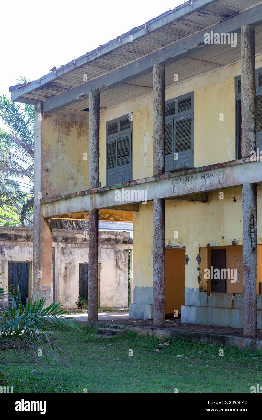 Abandoned government offices and colonial residences in the Manakara ...