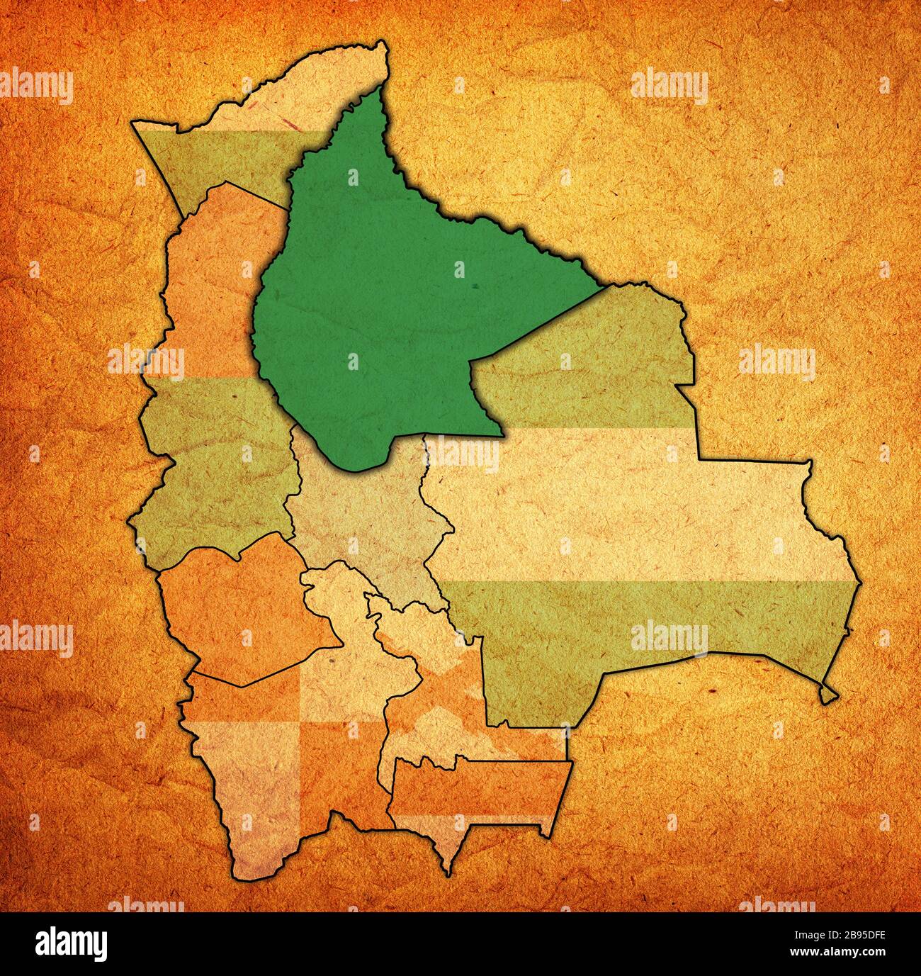 territory and flag of Beni region on map with administrative divisions ...