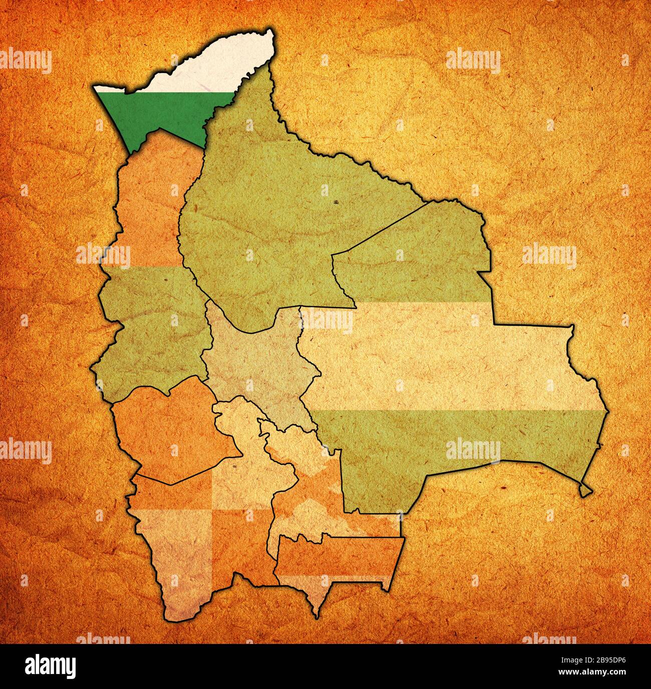 territory and flag of Pando region on map with administrative divisions ...