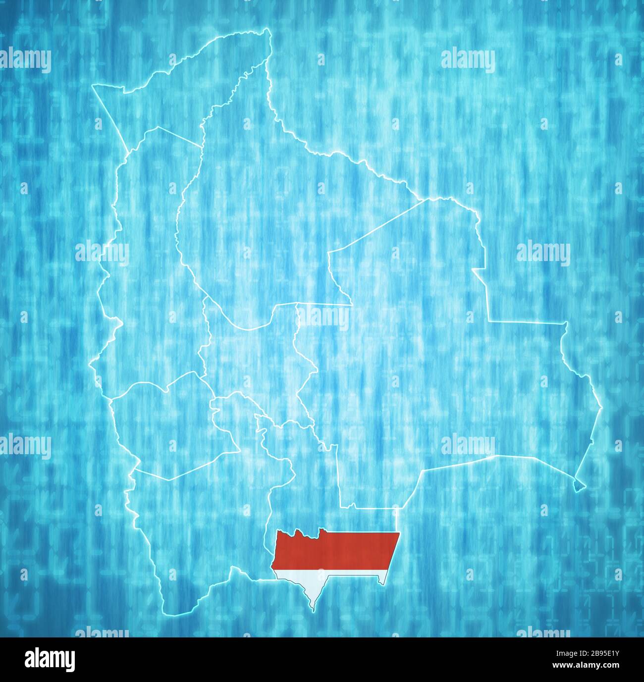 territory and flag of Tarija region on map with administrative ...