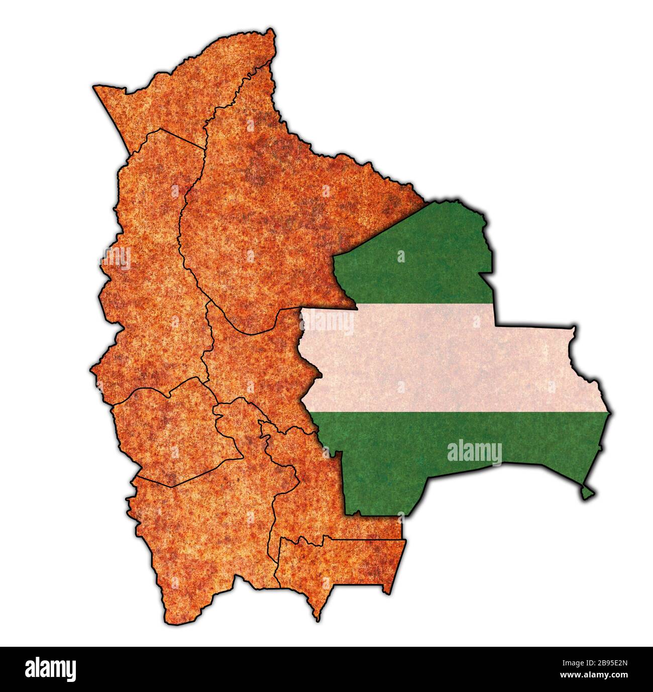 territory and flag of Santa Cruz region on map with administrative ...