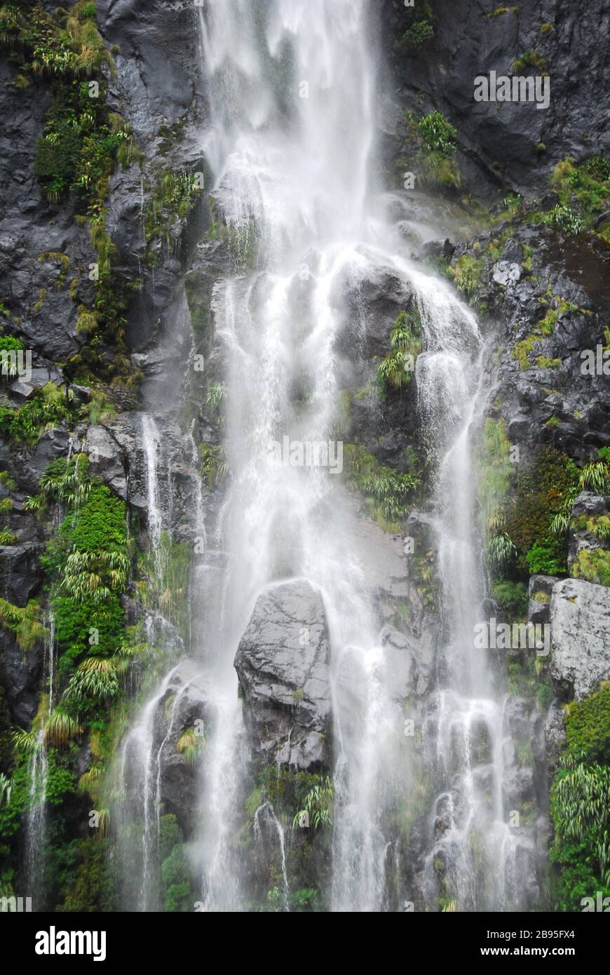 Waterfalls in Milford Sound, New Zealand Stock Photo - Alamy