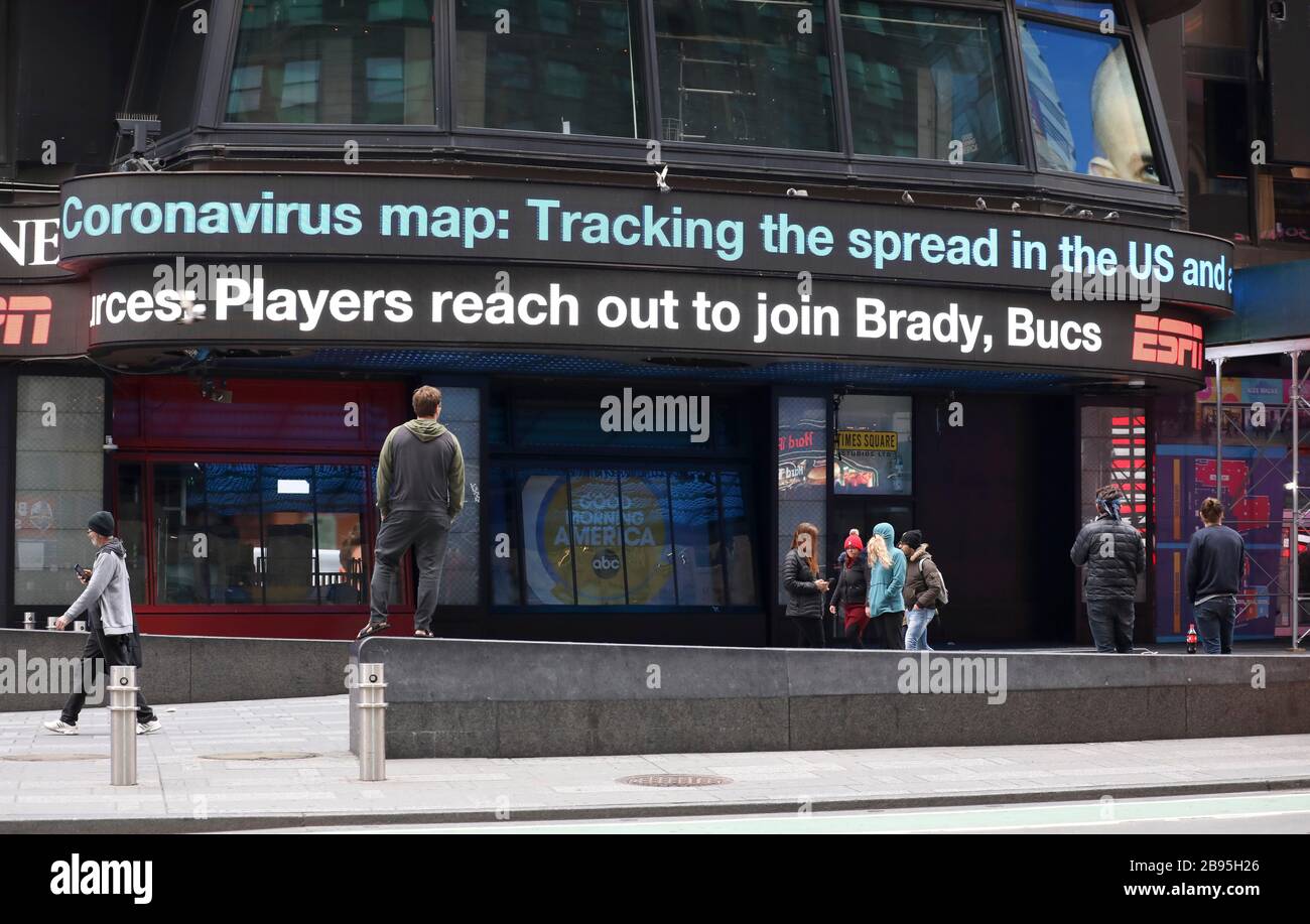 The ABC Supersign is seen in an empty Times Square following the ...