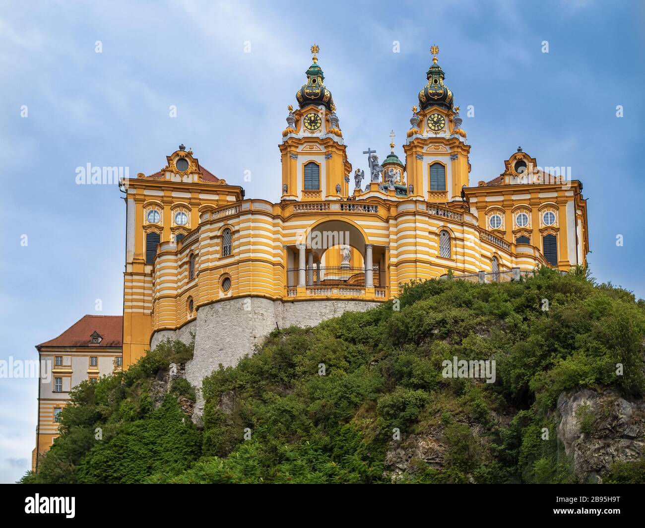 MELK, AUSTRIA - JULY 13, 2019: View of the baroque Melk Abbey, a ...