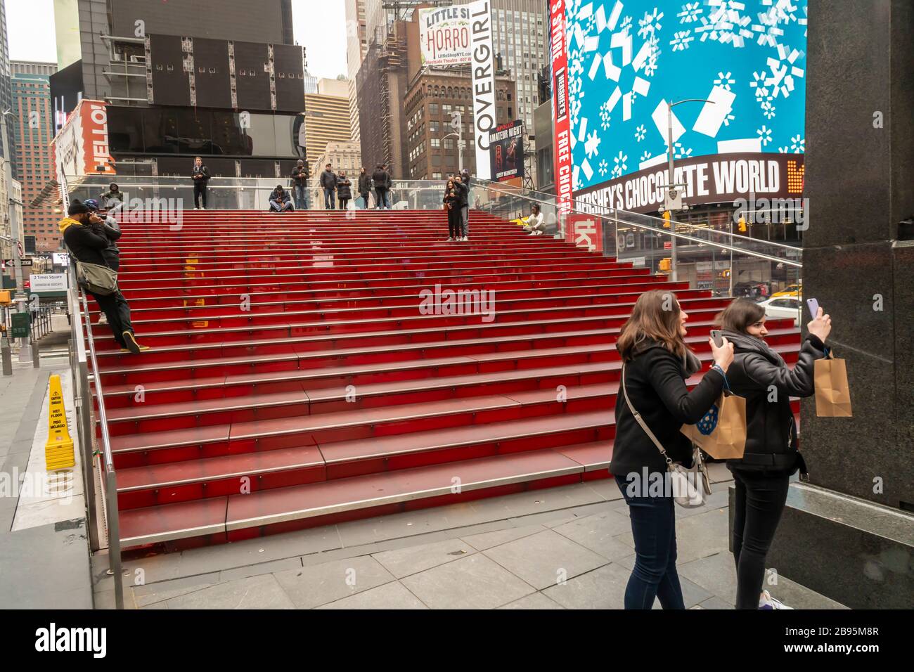 Times square red steps hi-res stock photography and images - Alamy