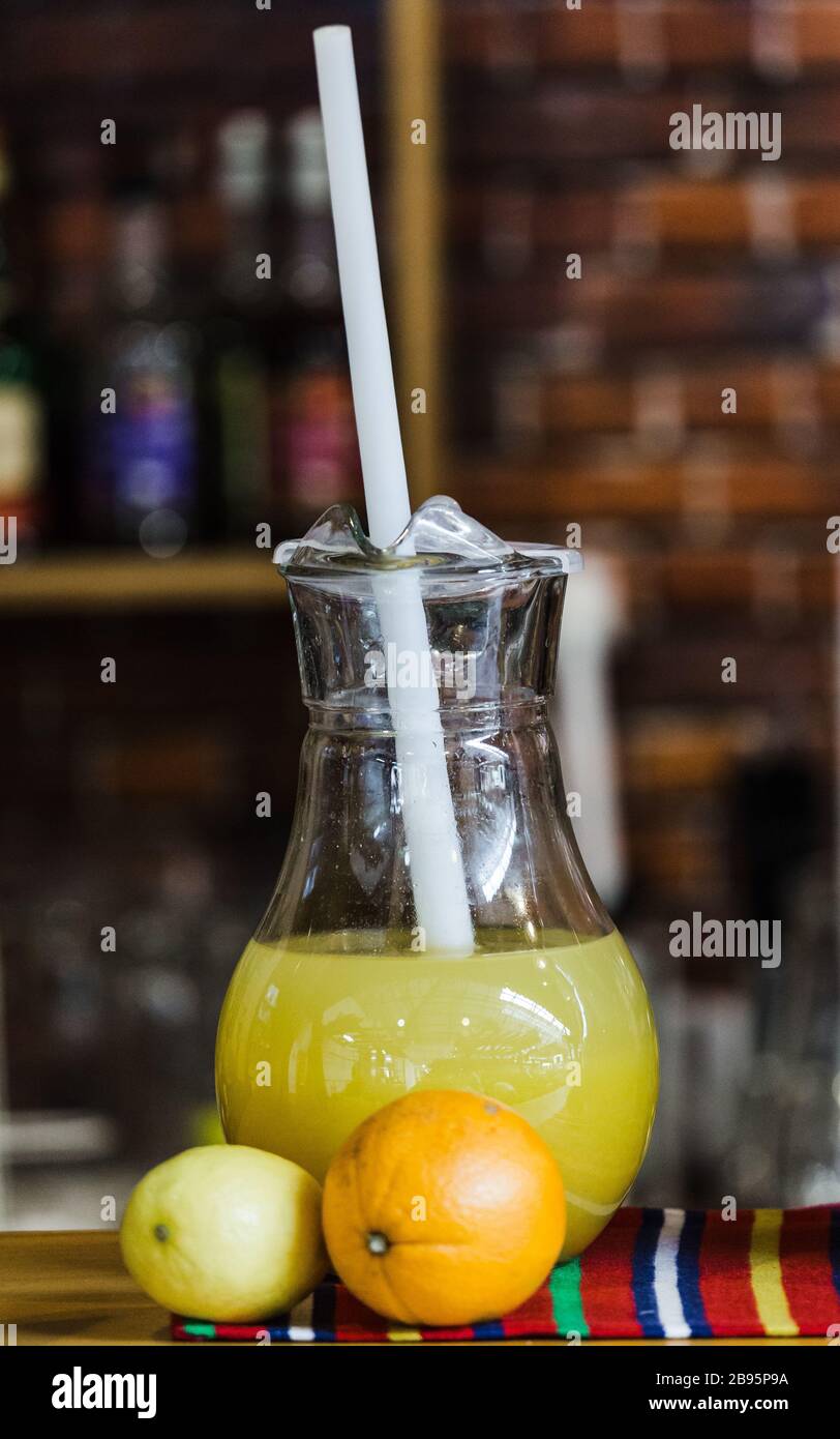 Close up of "Poncha" the traditional drink of Madeira island, Portugal ...