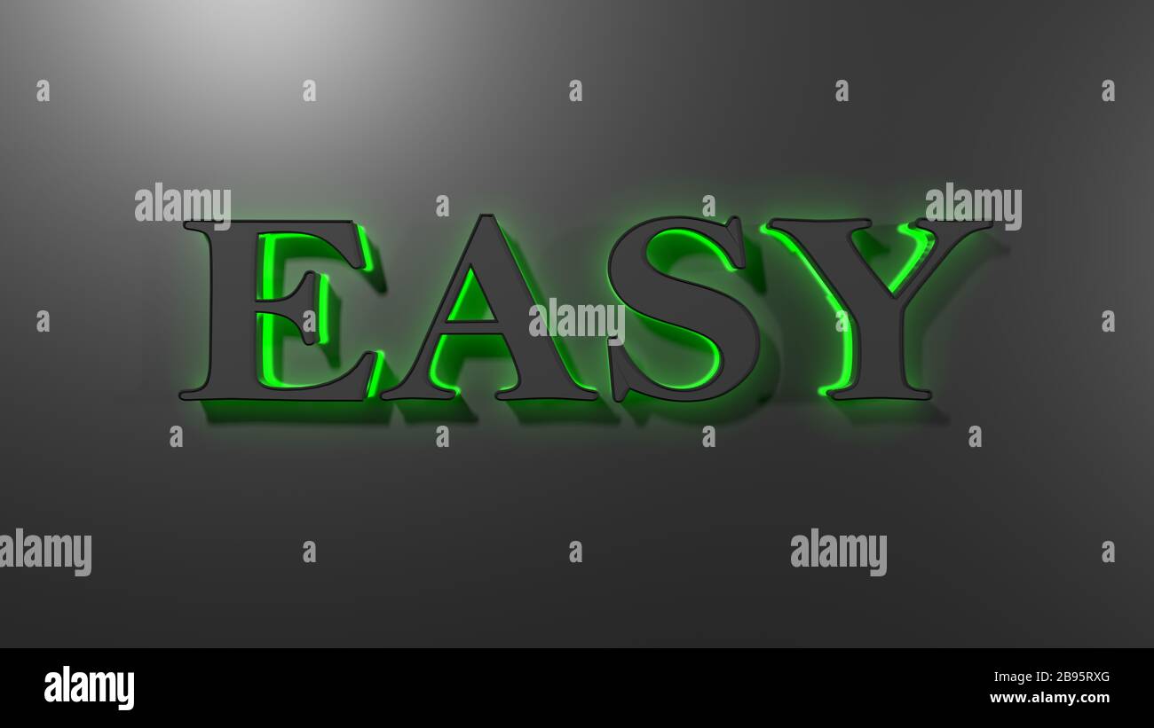 EASY black write at back background, with green backlight - 3D ...