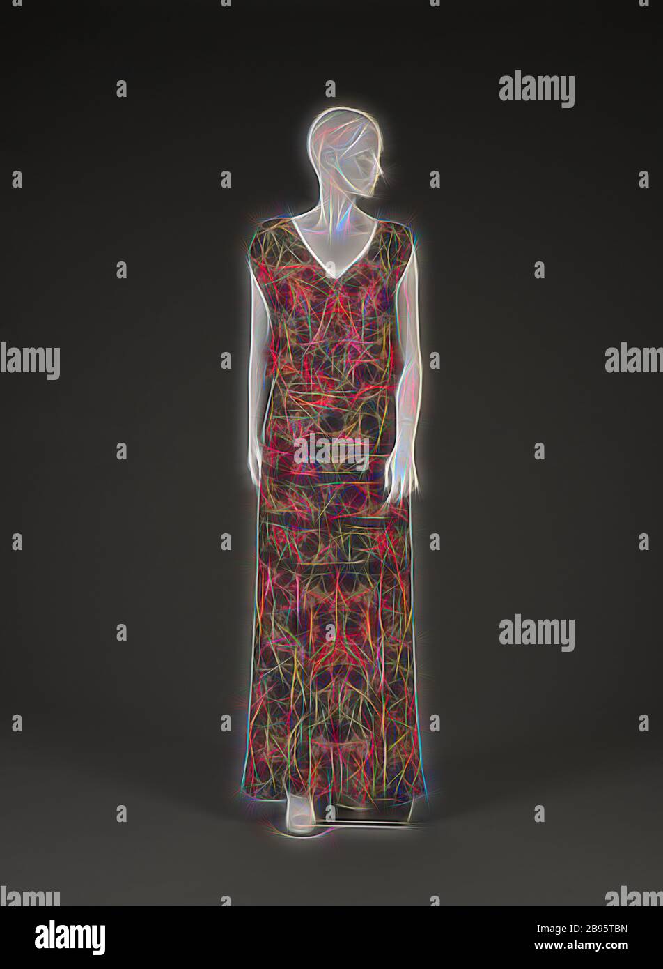 dress with jacket, late 1930s, silk chiffon, netting, No measurement ...