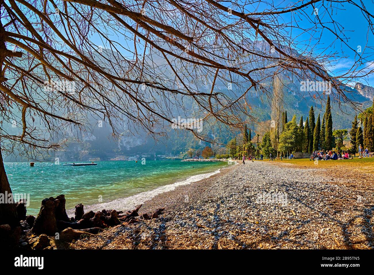 View of the beautiful Lake Garda surrounded by mountains,Riva del garda ...