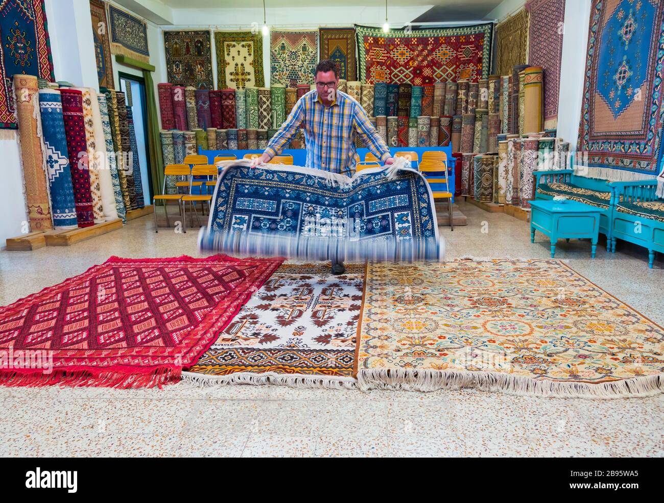 Tunisia kairouan carpet shop in hi-res stock photography and images - Alamy