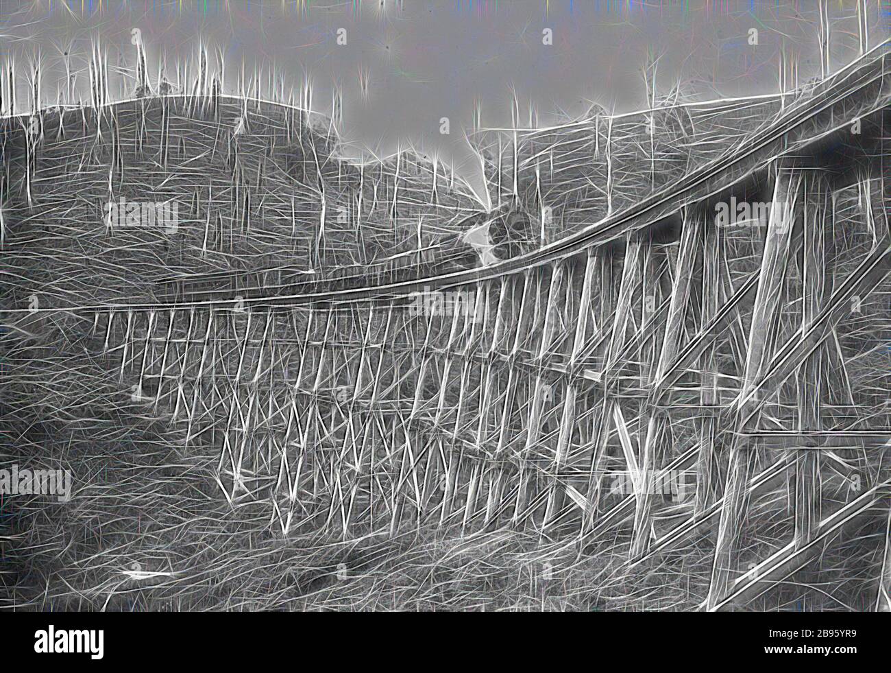 Negative - Steam Train on Bridge, Neerim, Victoria, circa 1915, V-class ...