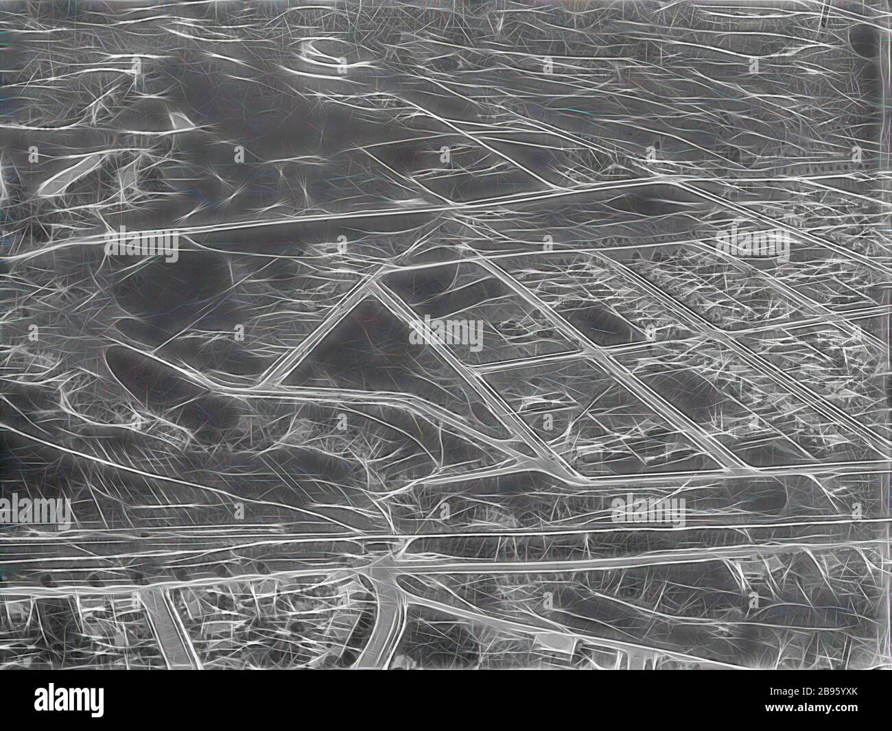 Glass Negative - Aerial View of Suburbs, circa 1940s, A monotone ...