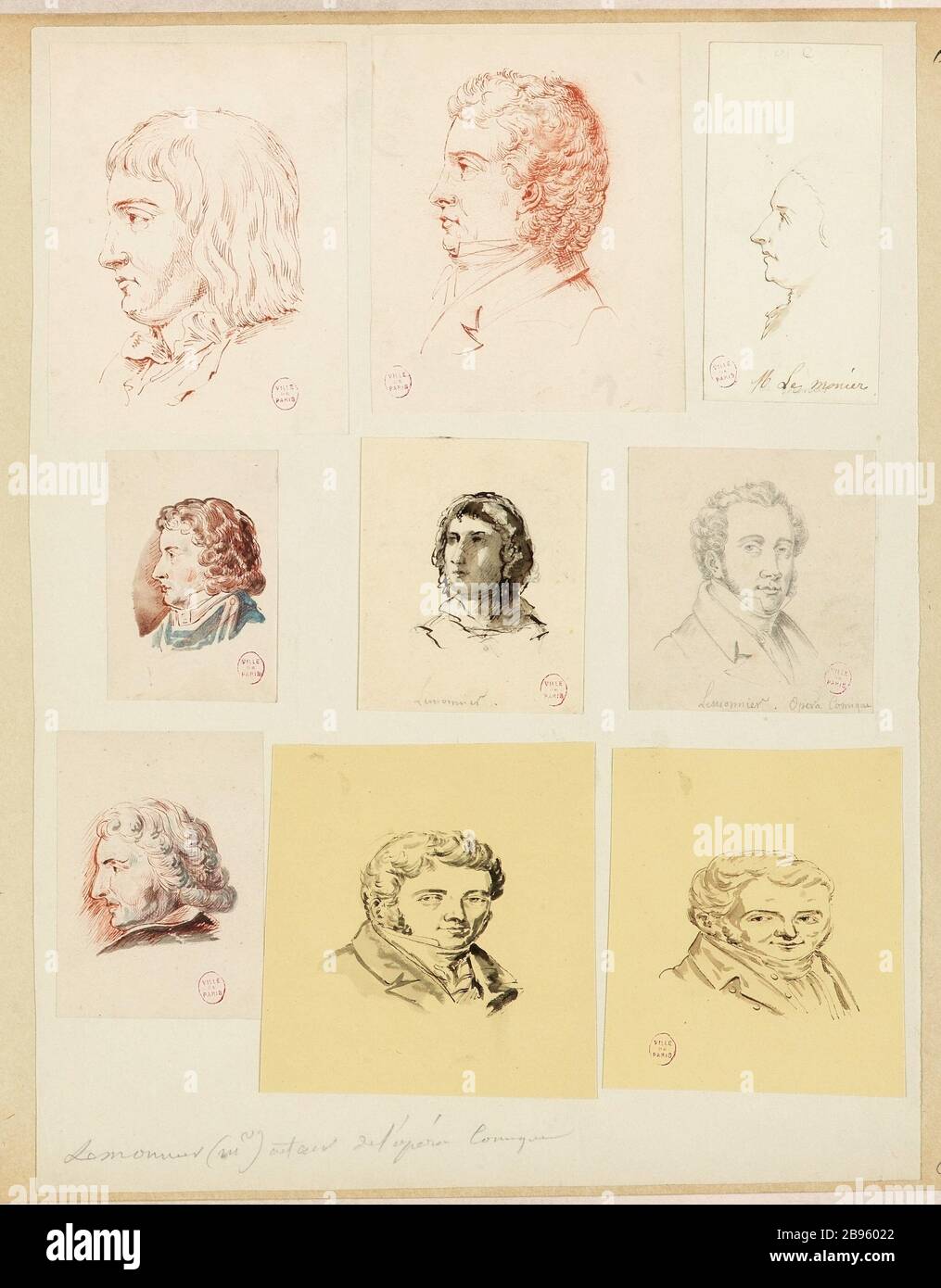 Set of 9 drawings of different acting techniques Lemonnier Stock Photo ...
