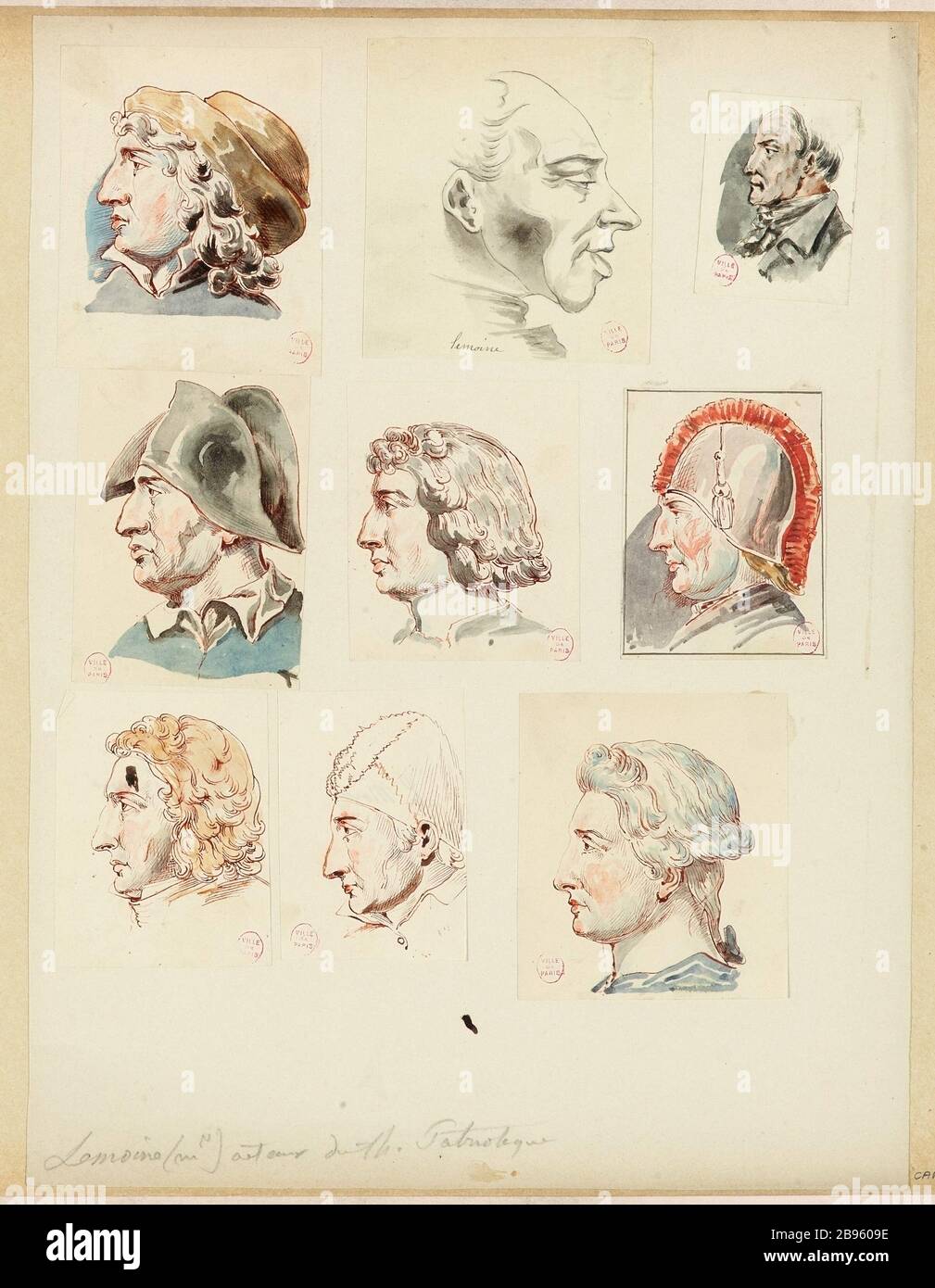 Nine portraits of the actor Lemoine, Patriotic Theater Stock Photo - Alamy