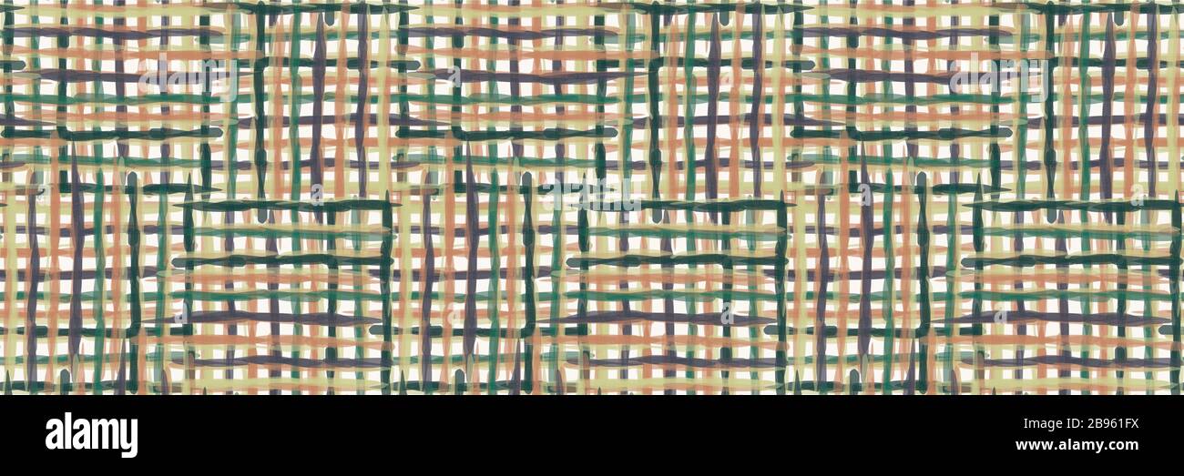 Watercolor vector grunge check border background. Horizontal wonky ...
