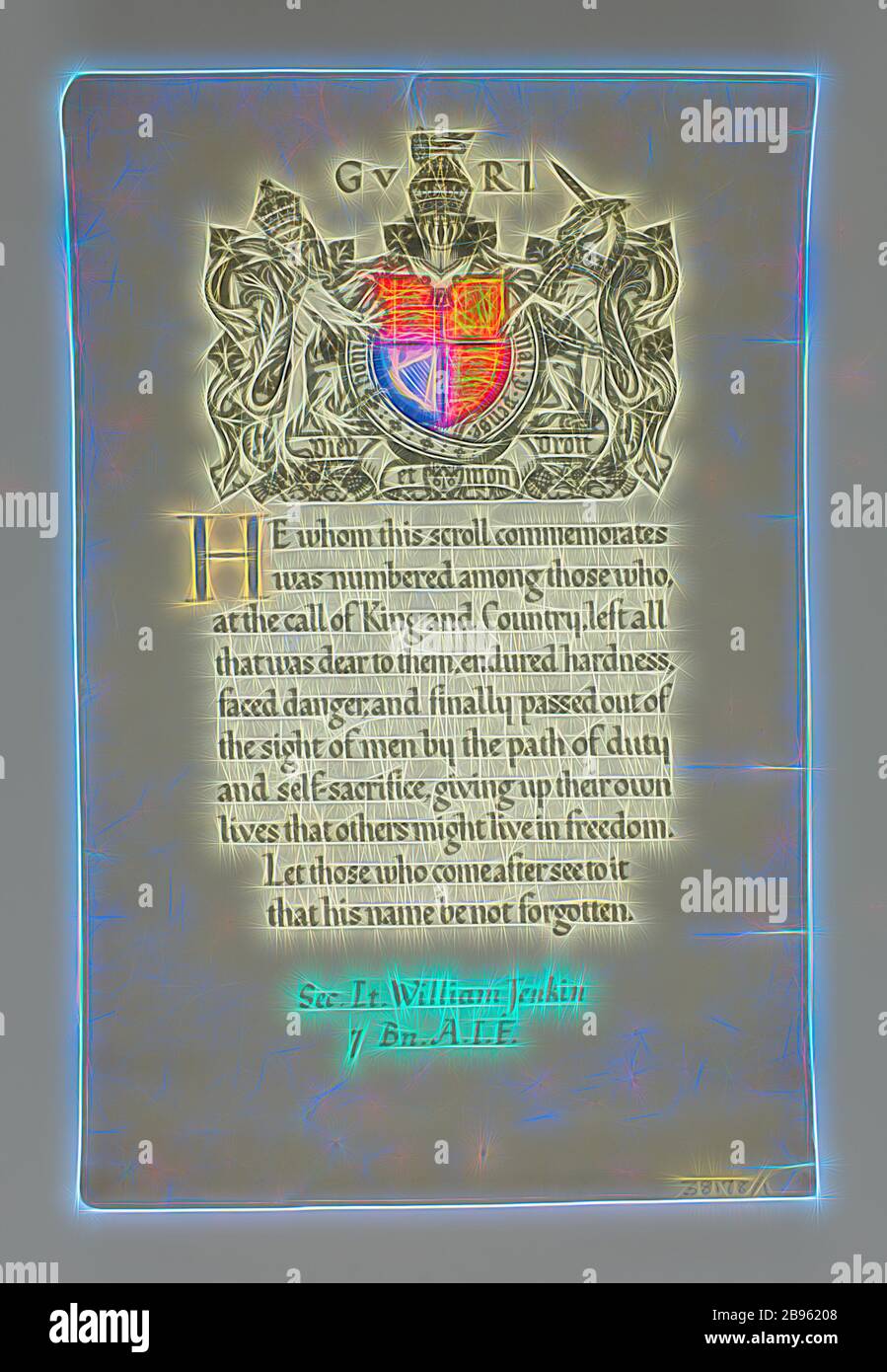 Commemorative Scroll - 2nd Lieutenant William Jenkin, 7th Battalion ...