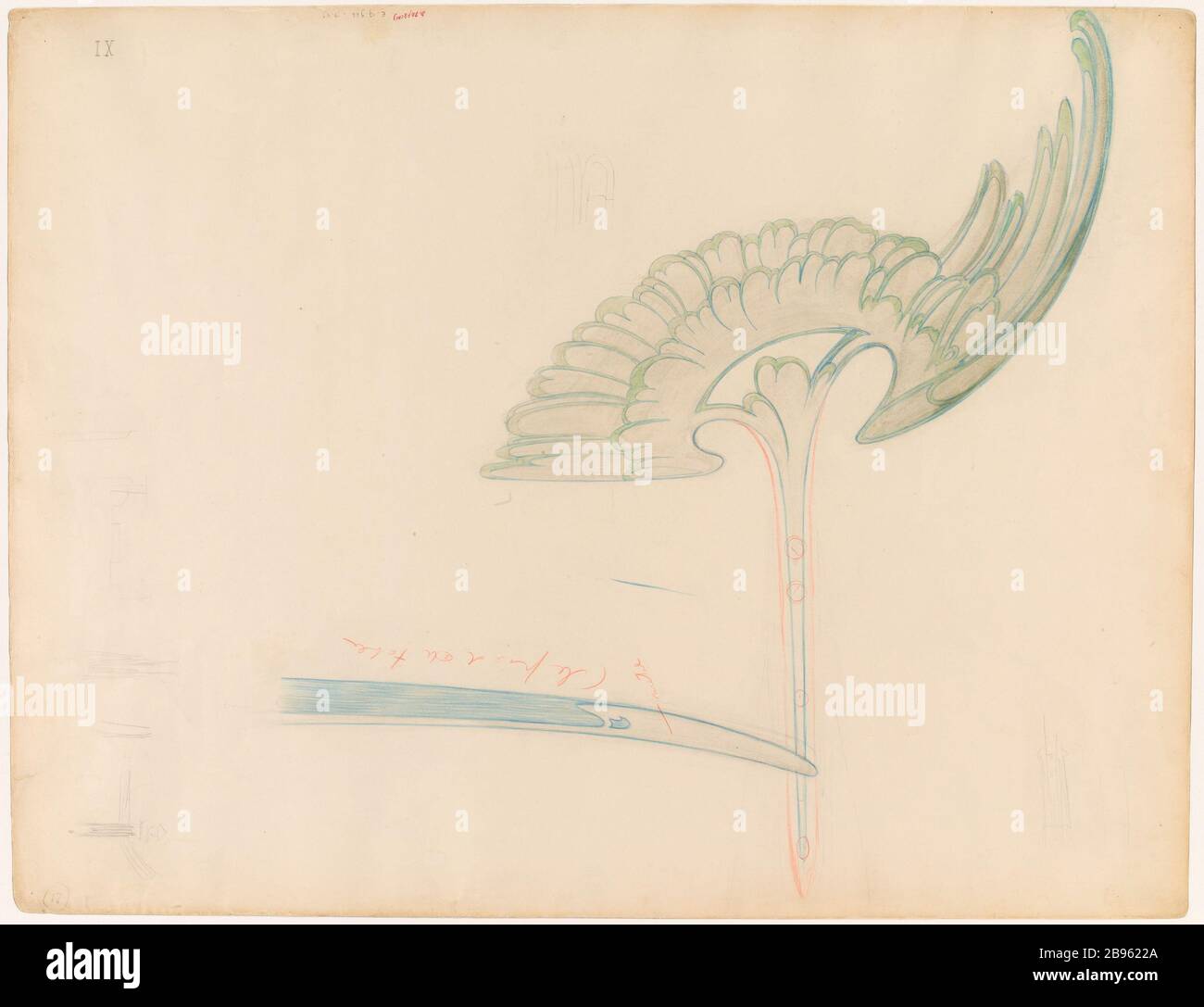 Foot of a small table and wing motif to the front of the shop Fouquet ...