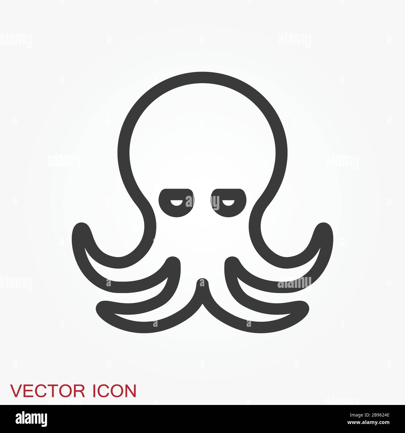 Octopus icon. Vector of an octopus design on white background. Aquatic ...