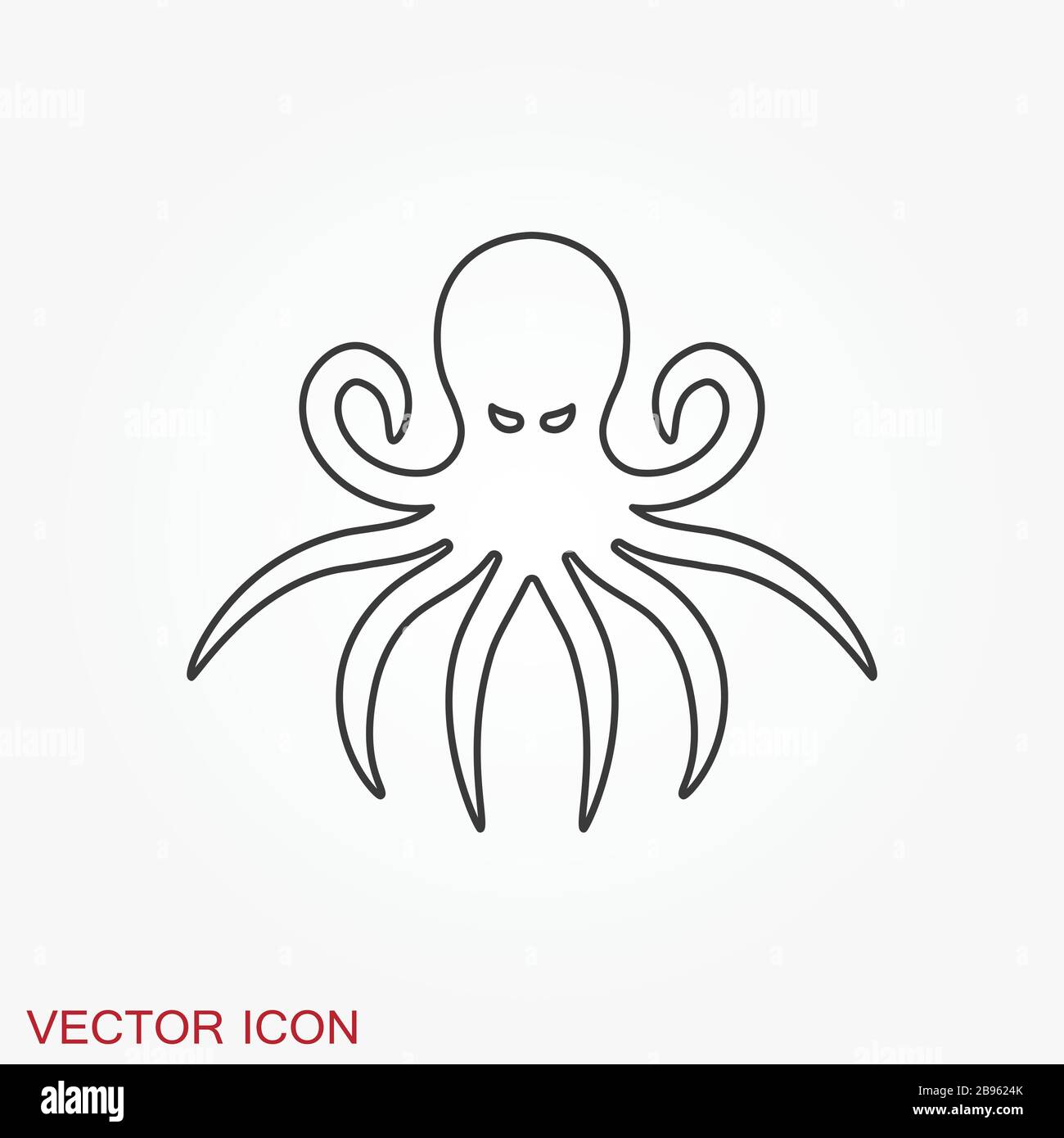 Octopus icon. Vector of an octopus design on white background. Aquatic ...