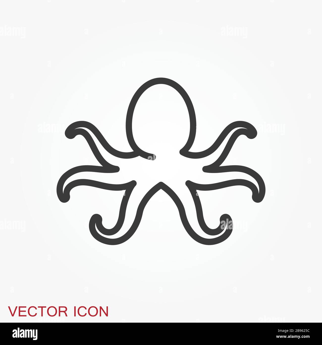 Octopus icon. Vector of an octopus design on white background. Aquatic ...