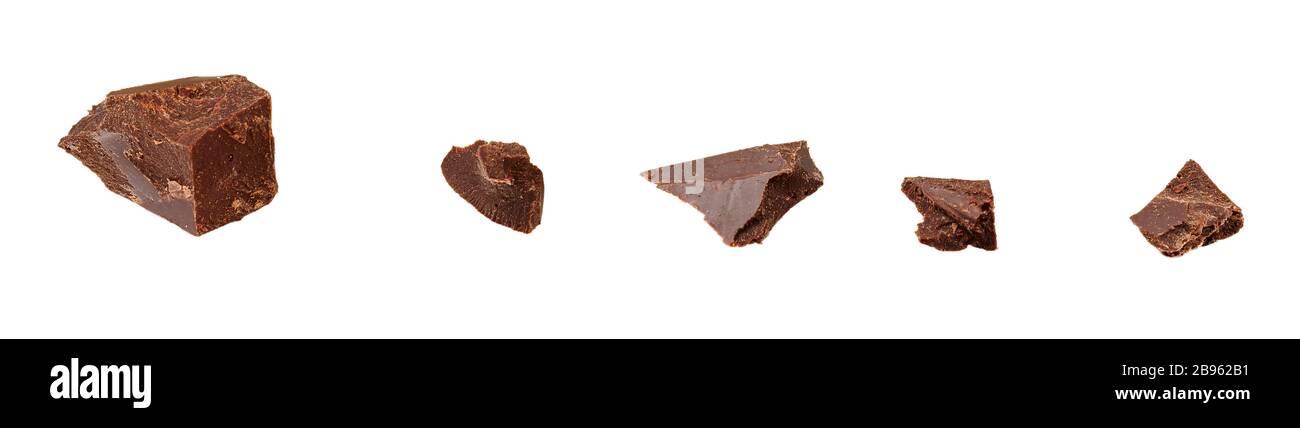 Broken chocolate pieces isolated on white with clipping path Stock ...