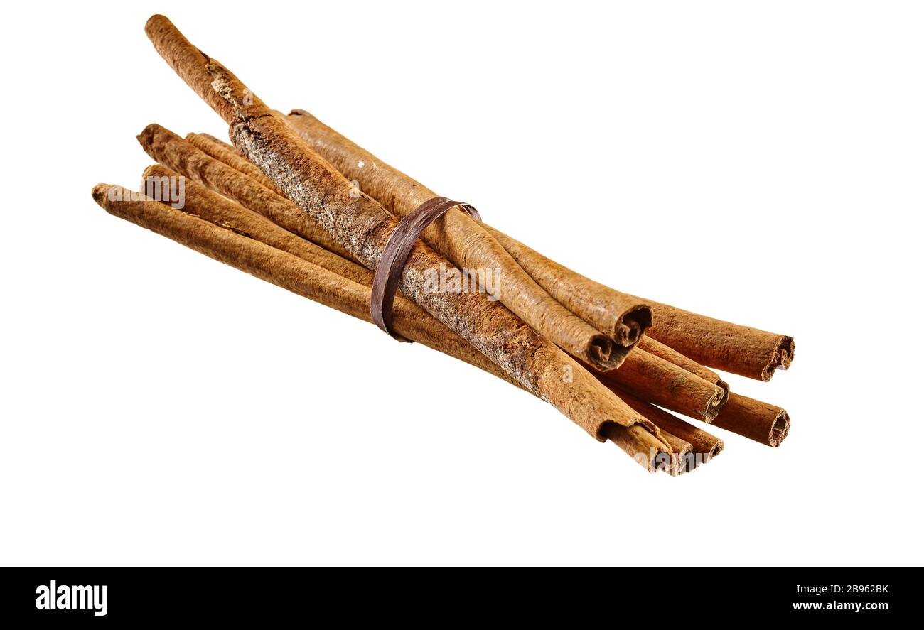 Cinnamon sticks with rope isolated on white background with clipping ...