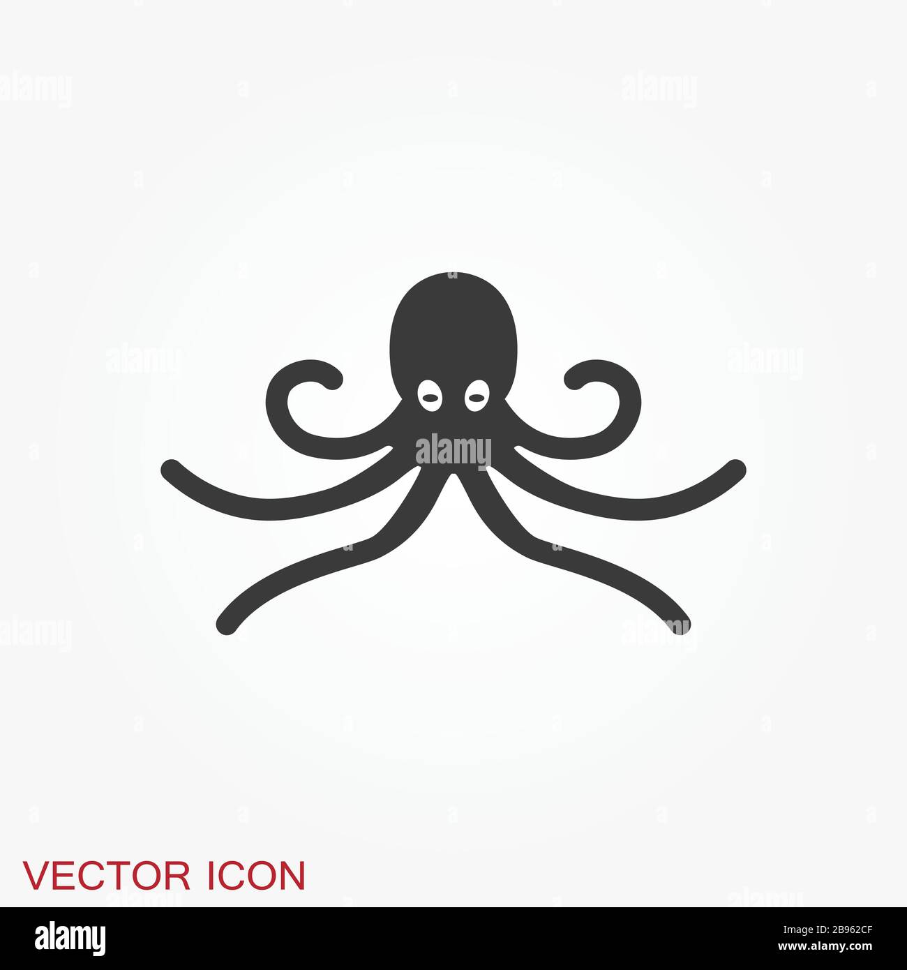 Octopus icon. Vector of an octopus design on white background. Aquatic ...