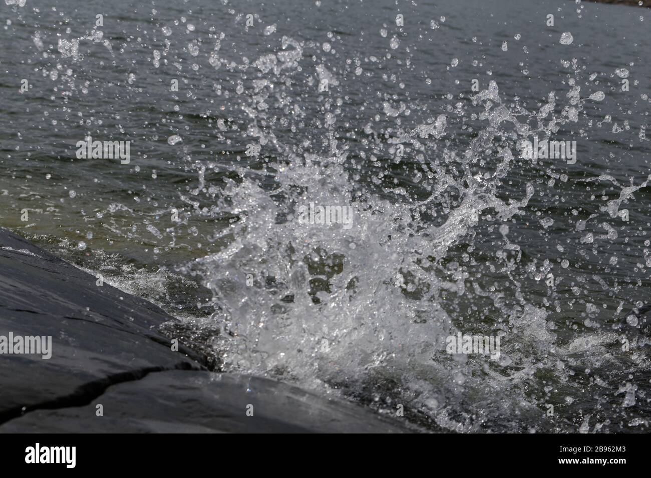 Waves hitting rocks in Helsinki, Finland. Beautiful photo representing ...