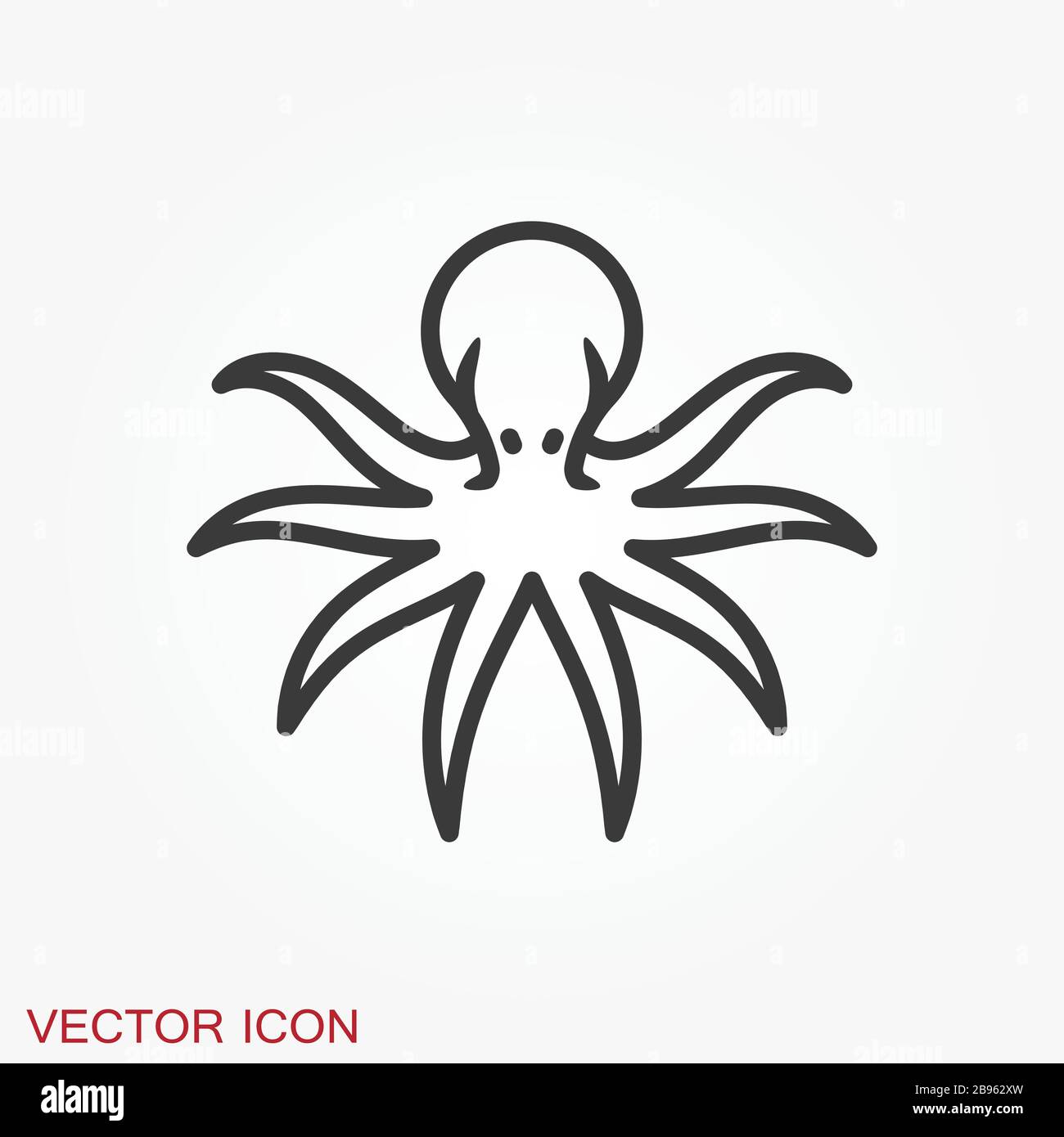 Octopus icon. Vector of an octopus design on white background. Aquatic ...