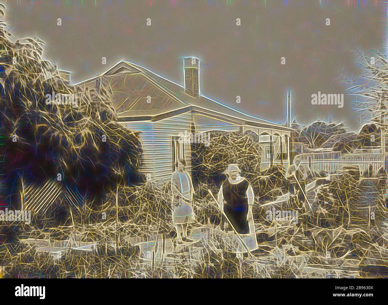 Digital Photograph - Family Working in Vegetable Garden of 'Sunnyside ...