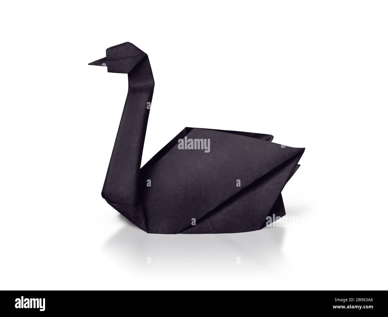 Origami paper rare black swan on a white Stock Photo - Alamy
