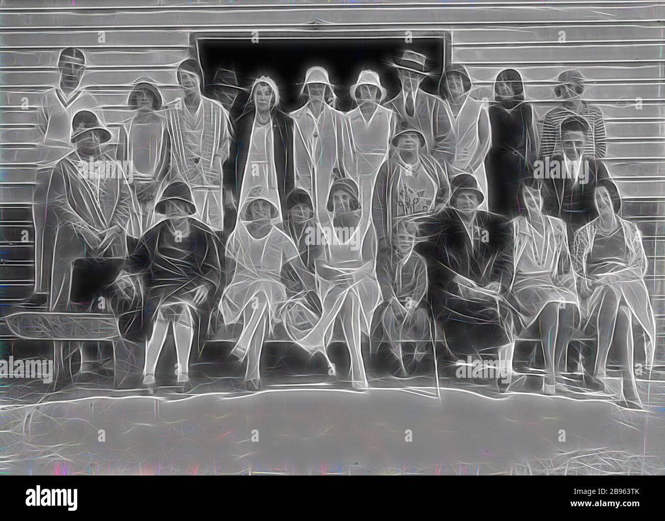 Glass Negative - Group Portrait in Sports Field, circa 1930s, A black ...