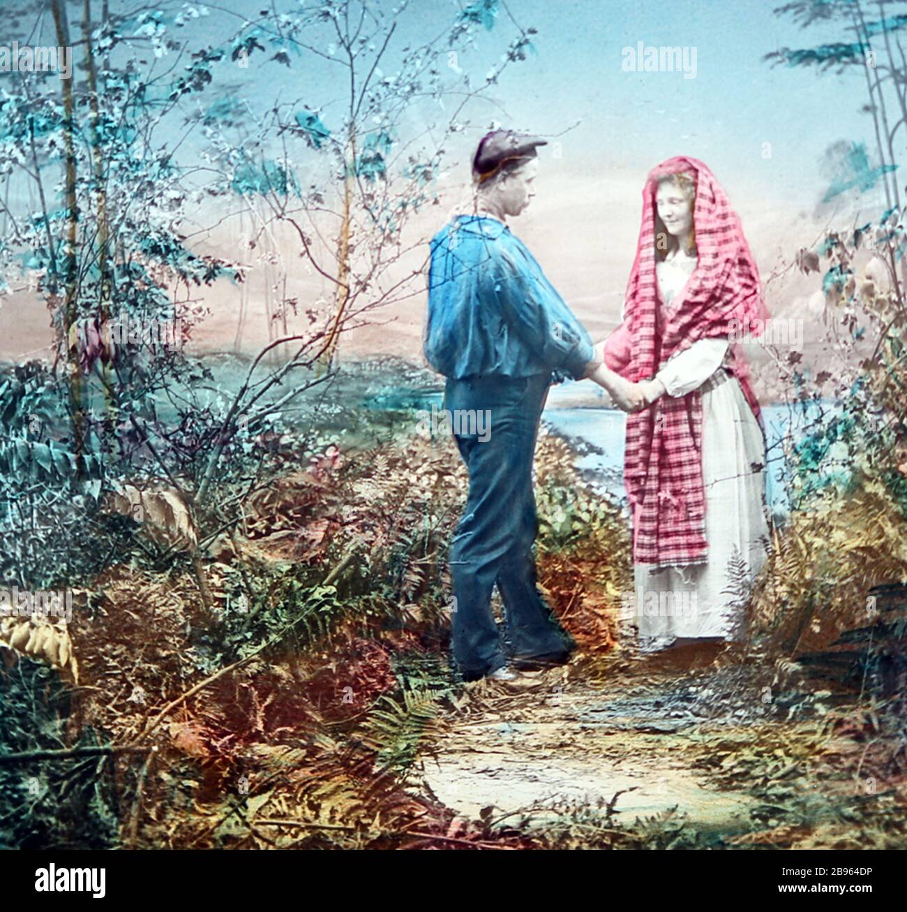 A Victorian illustration from the song / poem 'Annie Laurie'. This is ...