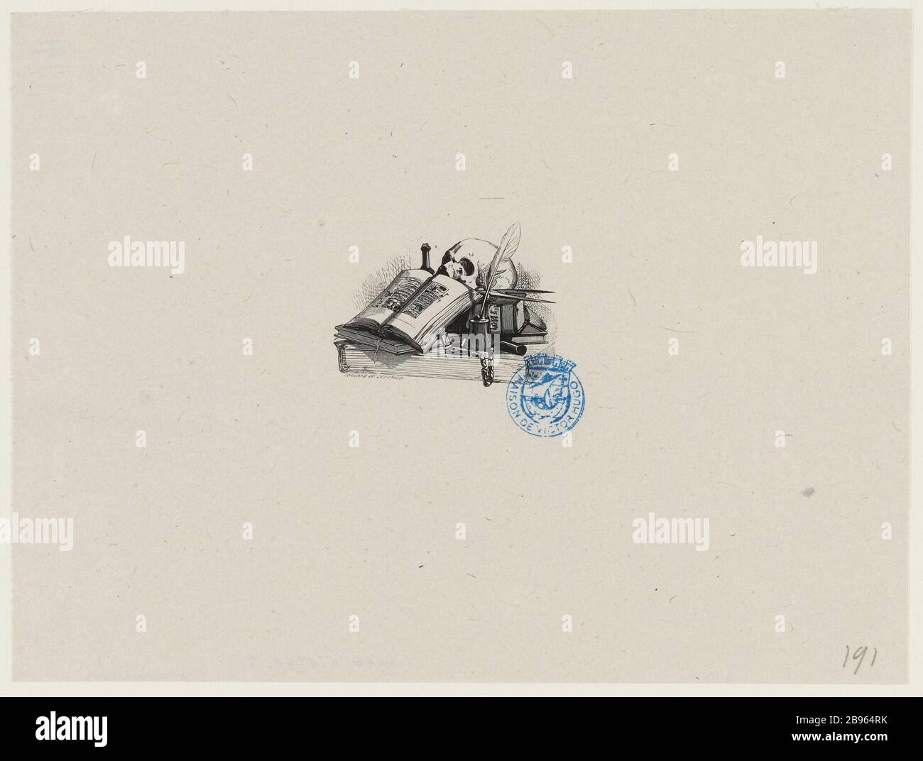 Notre Dame de Paris, the fourth book. Attributes of Claude Frollo (pen ...