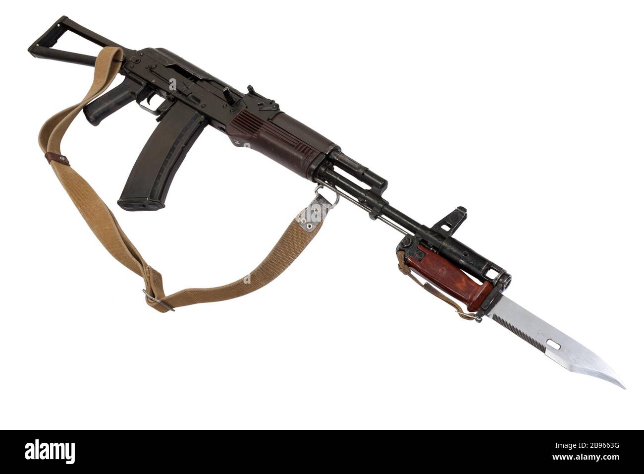 kalashnikov AK 74 assault rifle with bayonet knife isolated on white ...