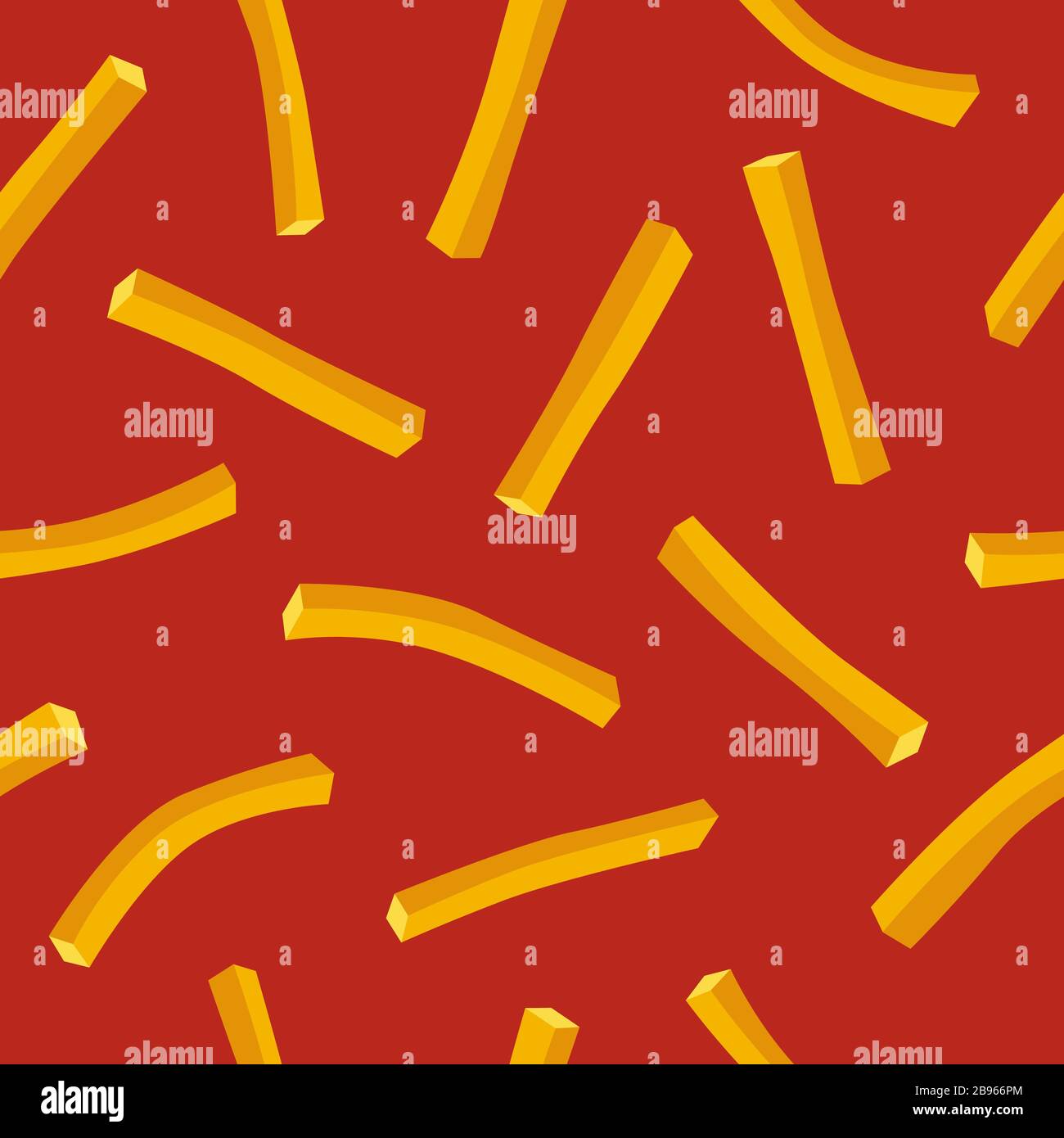 French fries fast food seamless pattern on red background. Fried crispy ...