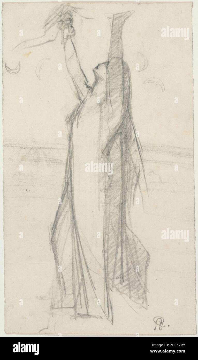 STUDY OF WOMEN Ary Renan (1858-1800). "Etude de femme, les bras levés ...